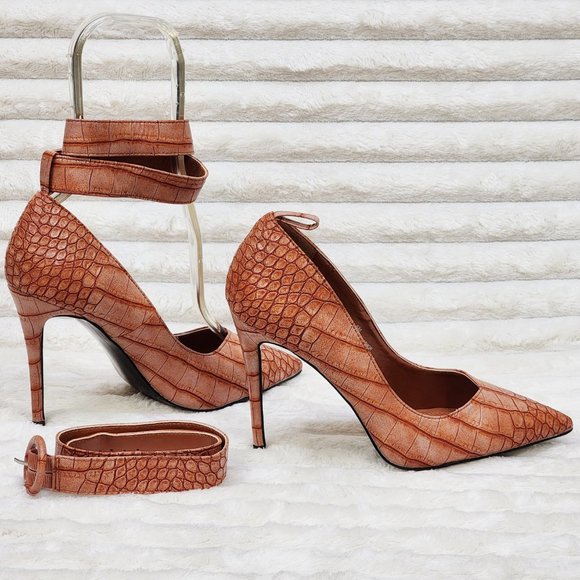Cape Robbin | Shoes | Armour Rust Snake Removable Ankle Strap Pumps ...